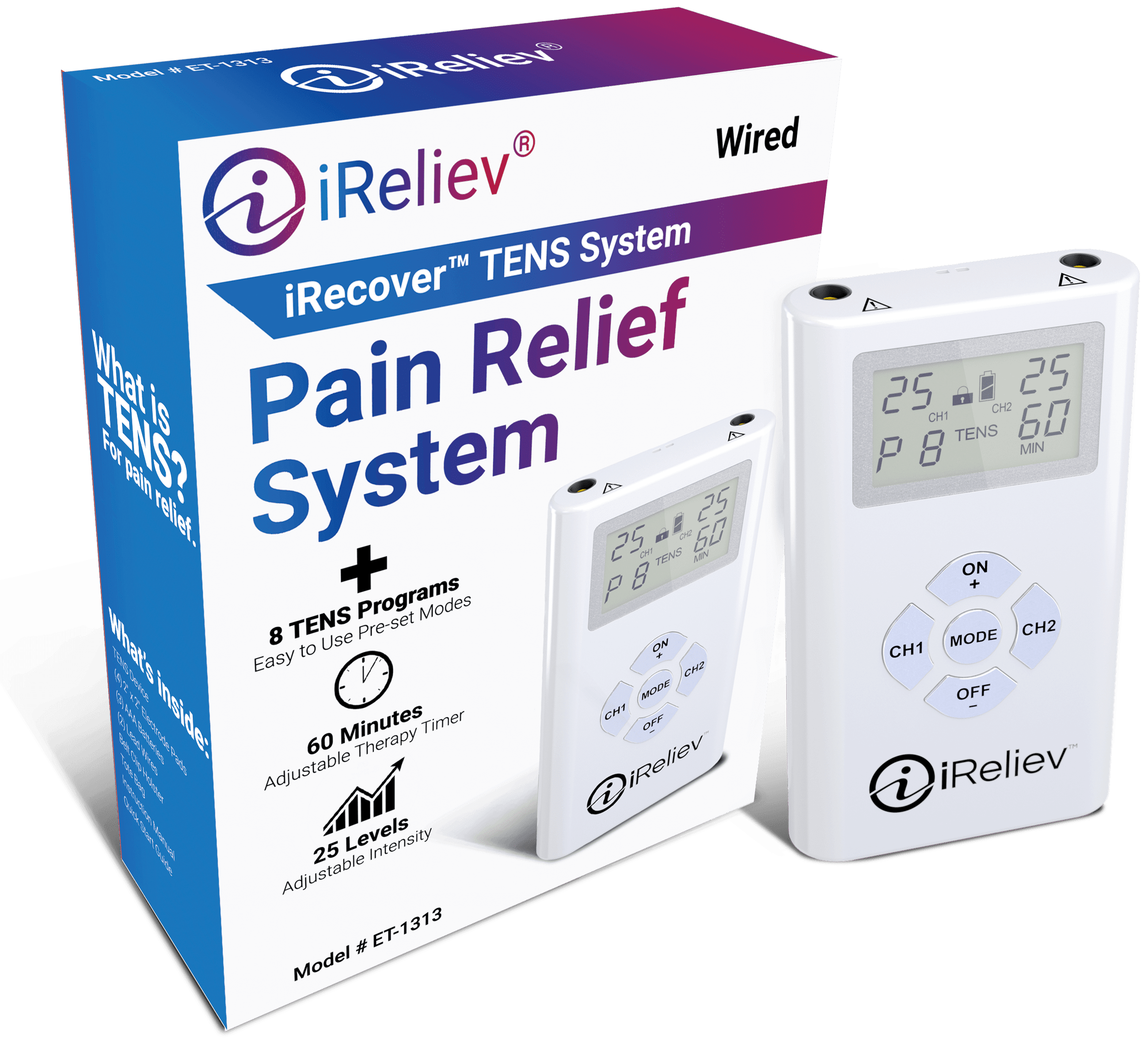 TENS Unit - Dual Channel Electro Therapy Pain Relief System from iReli ...